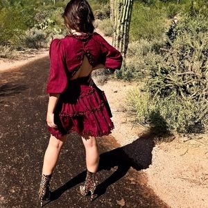 Dresses | Burgundy Open Back Flowy Dress Mini | Poshmark